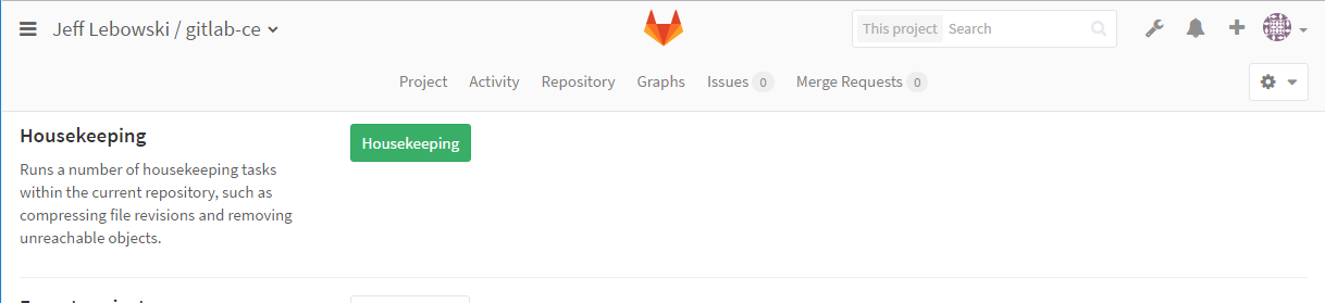 Housekeeping · Administration · Help · GitLab